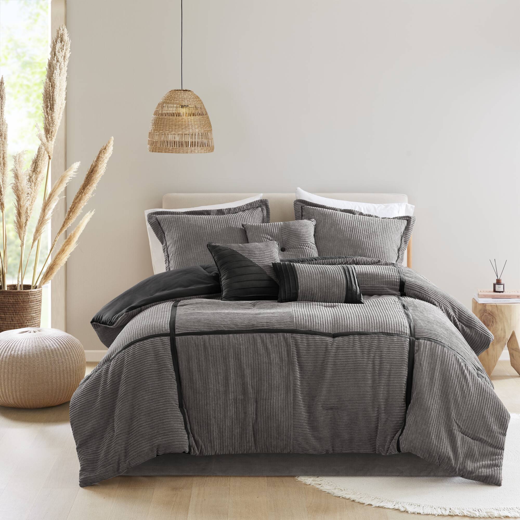 Madison Park - Dallas 7 Piece Micro Corduroy Comforter Set - Adult ...